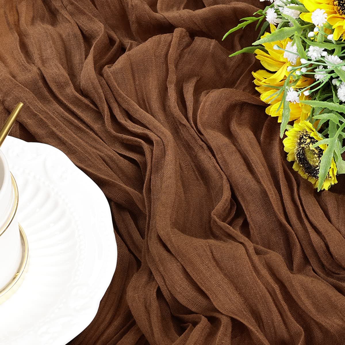 Snapklik.com : Cheesecloth Table Runner 10ft Gauze Boho Rustic Brown ...