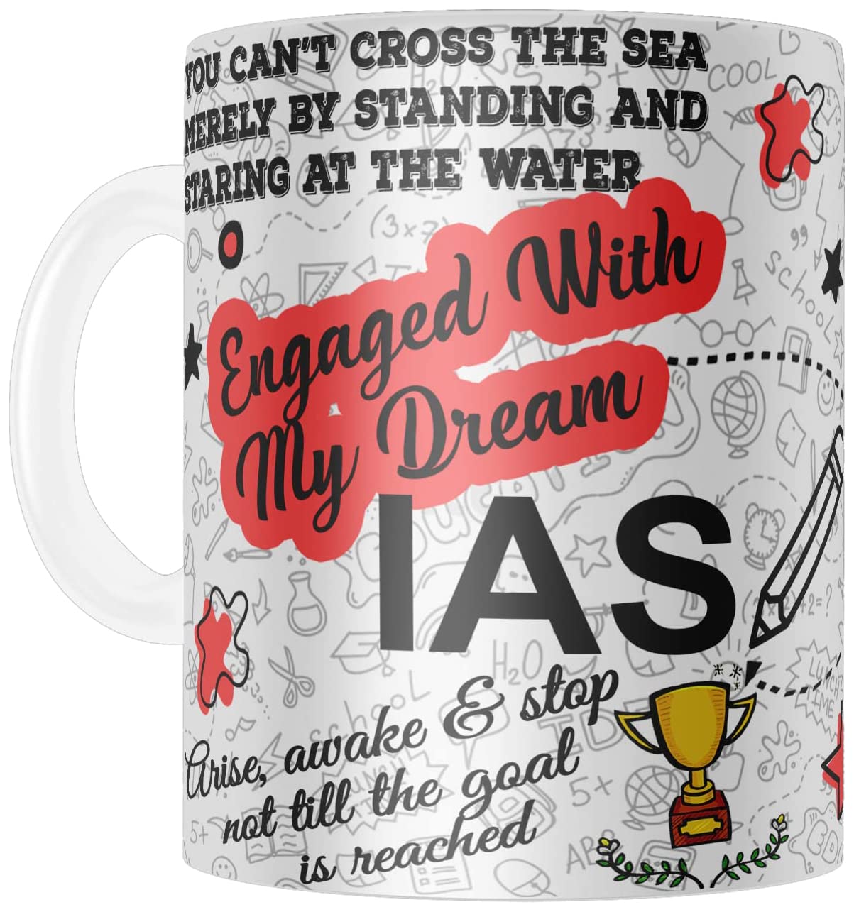 Buy ECFAK IAS Doodle Printed White Ceramic Coffee Mug, Tea Mug for Gift ...