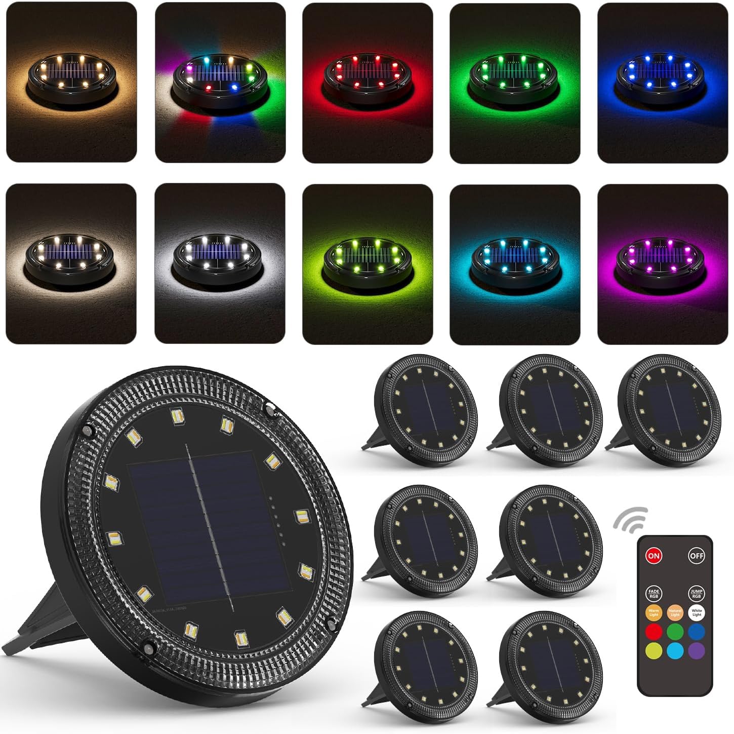 Color Changing Solar Ground Lights with 33ft Long Distance Remote ...