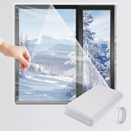 63 x 315 Window Insulation Kit Indoor Film for Heat and Cold, Heavy ...