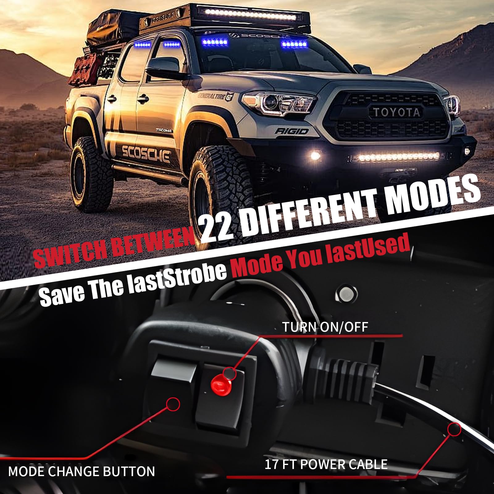 Snapklik.com : 4X 6.1 Inch Blue Emergency Strobe Police Lights 24 LED ...