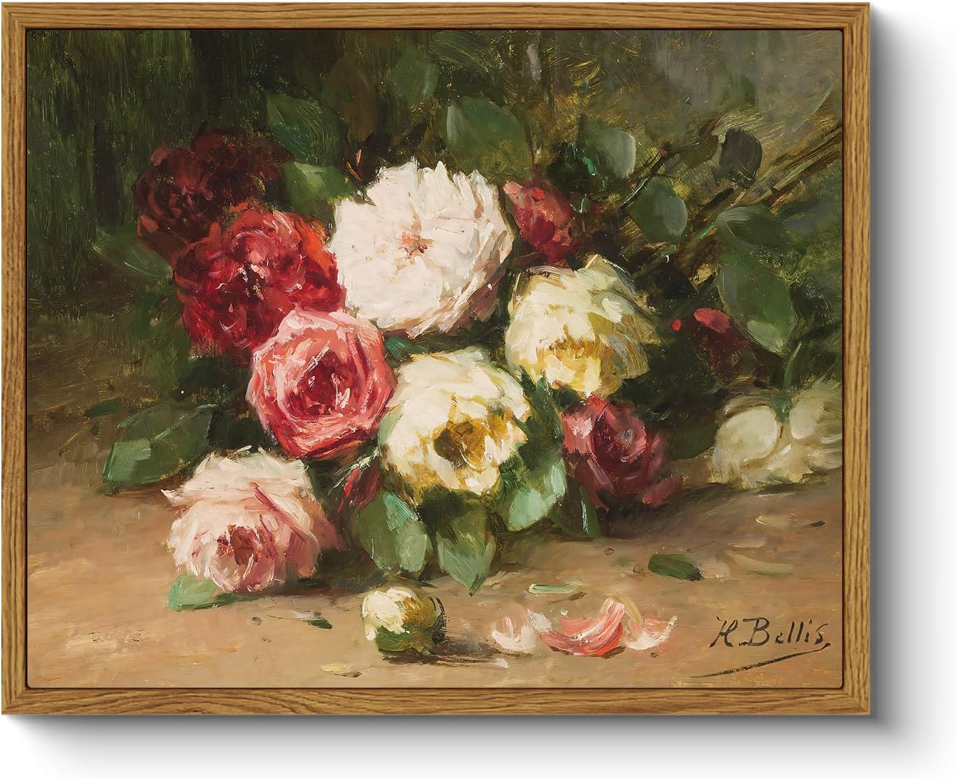 Amazon.com: ARPEOTCY Floral Framed Wall Art,Red Roses Bathroom Art ...