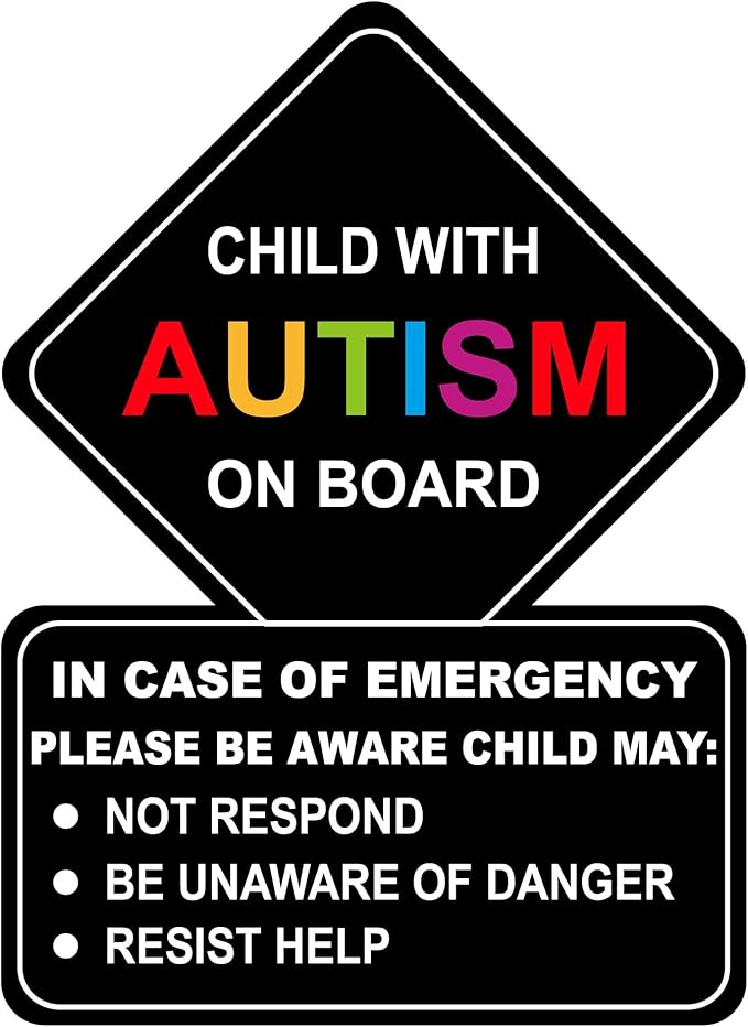 Child with Autism On Board Sticker,5pcs 4x5.5 inch Waterproof Autistic ...