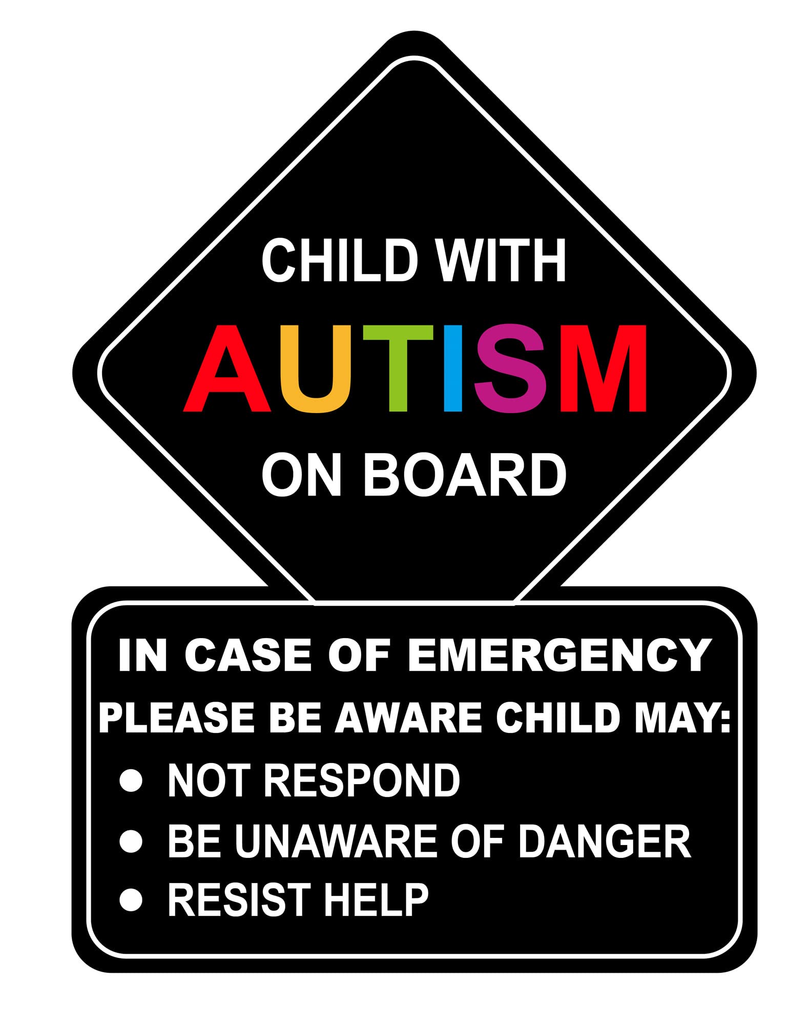 Child with Autism On Board Sticker,5pcs 4x5.5 inch Waterproof Autistic ...