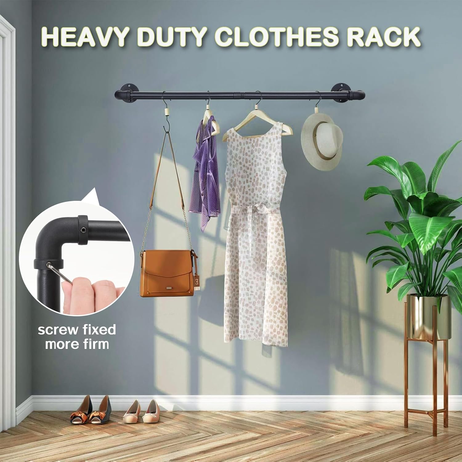 Fayesioal Percheros para colgar ropa, 46 pulgadas de tubería industrial ...