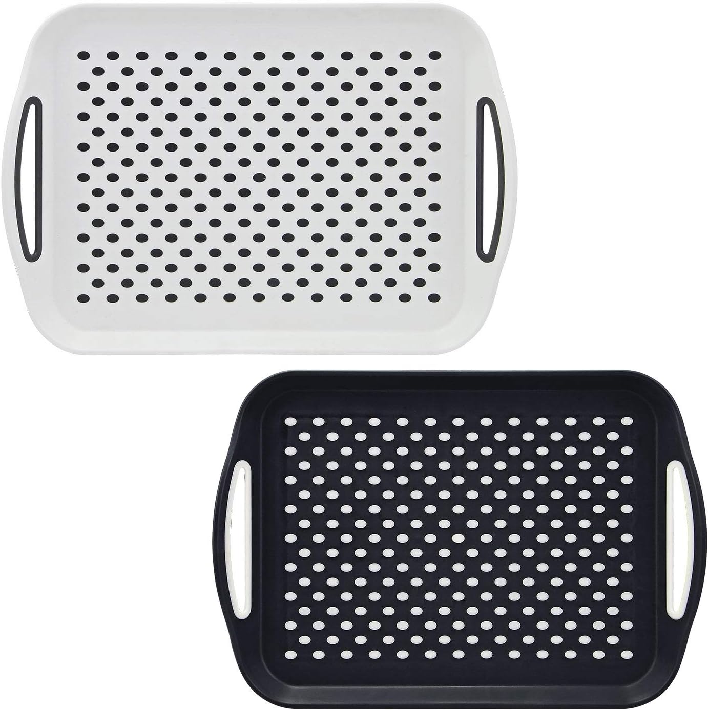 Anti-Slip Serving Tray Rectangular Non-Slip Top Bottom Plastic Tray ...
