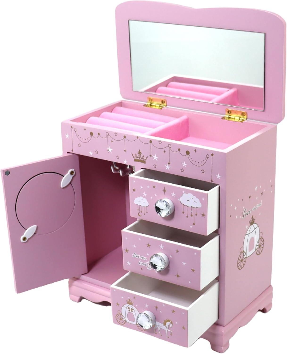 Amazon.com: JIUYUAEZ Children jewelry box for girls Pink Princess ...