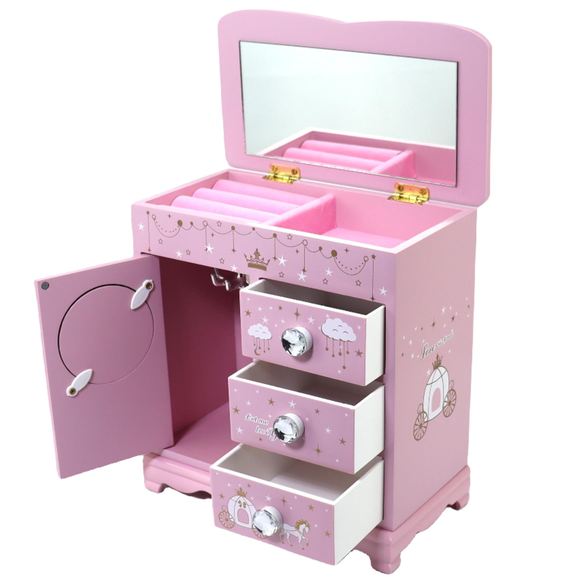 Amazon.com: JIUYUAEZ Children jewelry box for girls Pink Princess ...