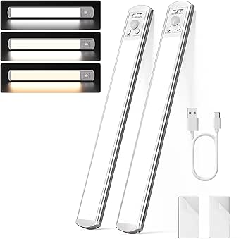 Joyzy 2 Pack Rechargeable Under Cabinet Lighting Battery Operated ...