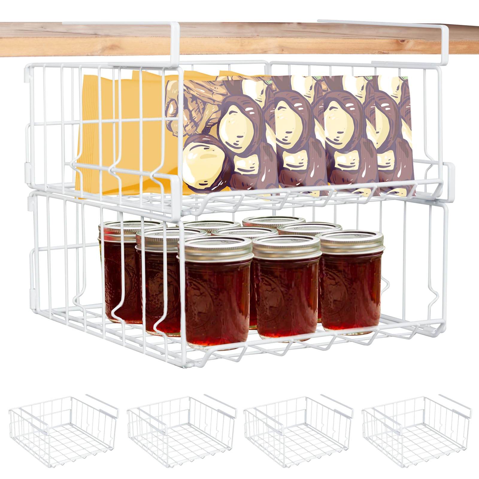 Amazon.com - Resulzon 4-Pack Steel Under Cabinet Shelf Basket Organizer ...