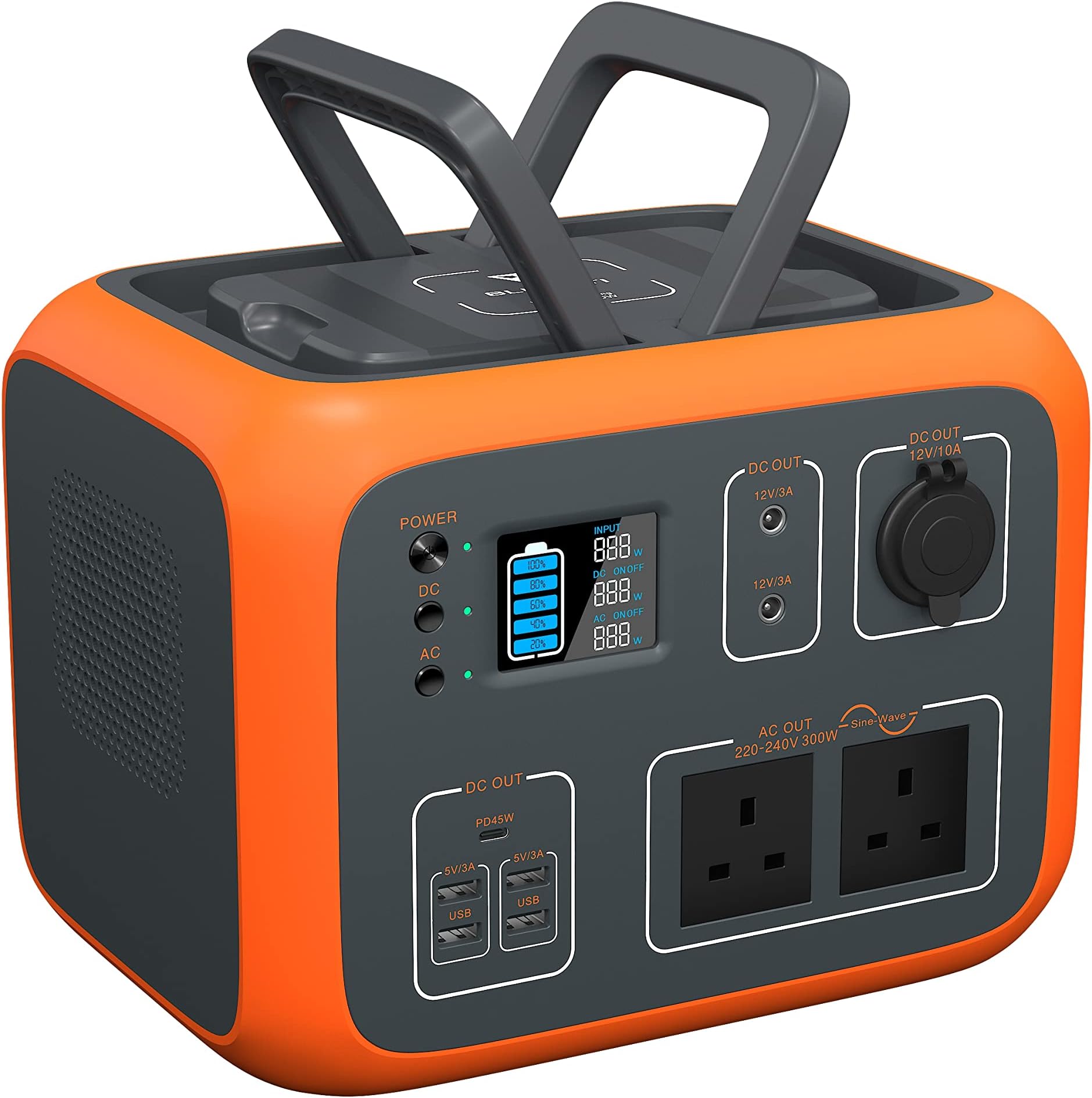 POWEROAK Portable Power Station 500Wh Solar Generator 300W/230V AC ...