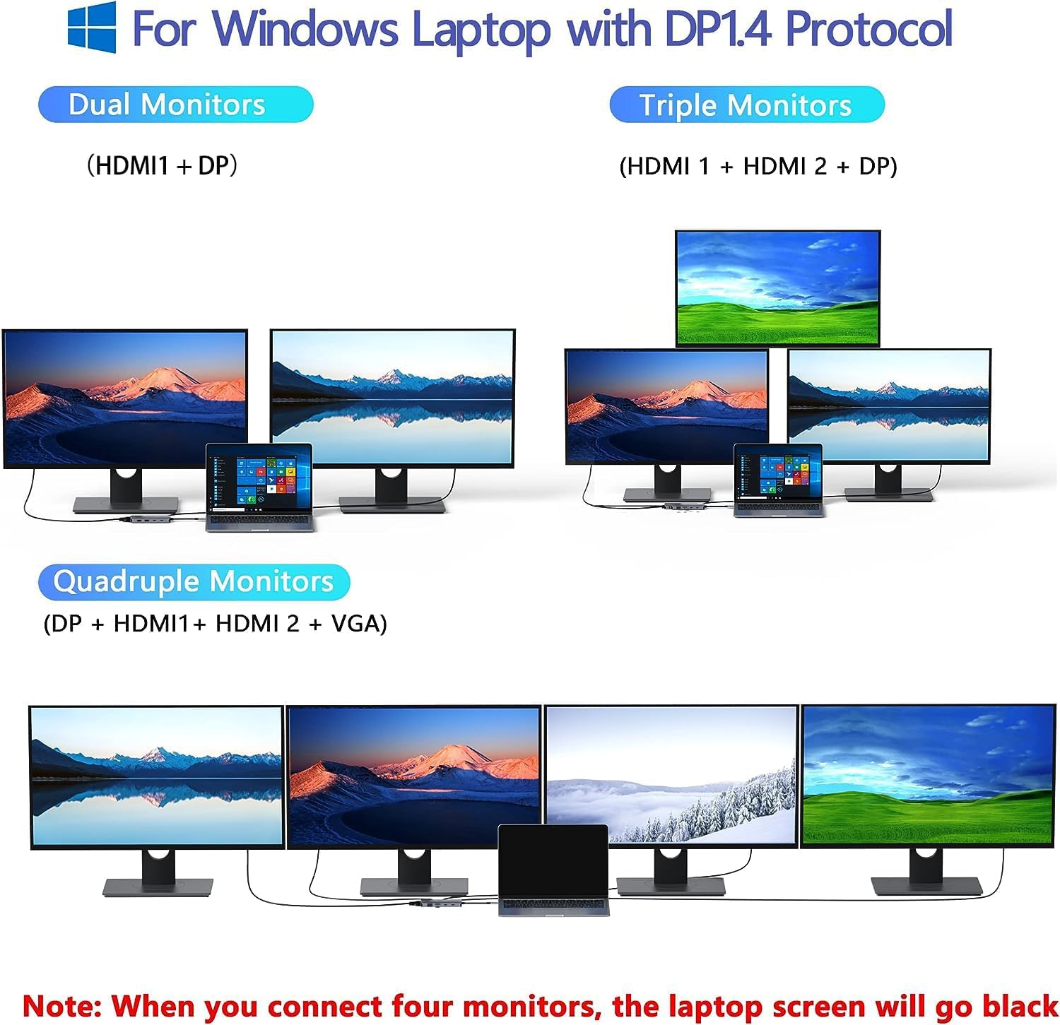 Snapklik.com : MOKiN USB C Laptop Docking Station Dual Monitor USB C ...