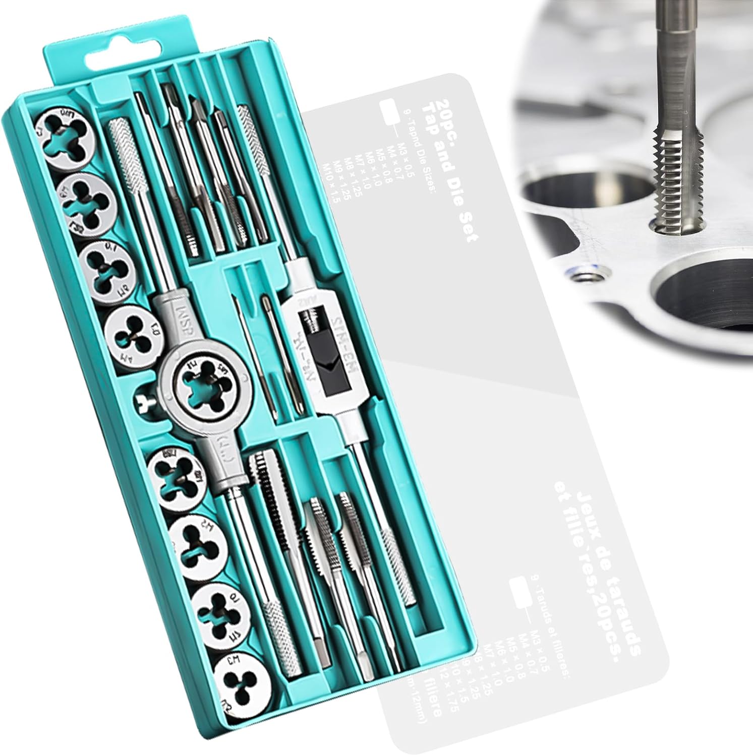 20 Tlg Gewindebohrer Set: M3 - M12 Gewindeschneidsatz, Legiertem Stahl ...