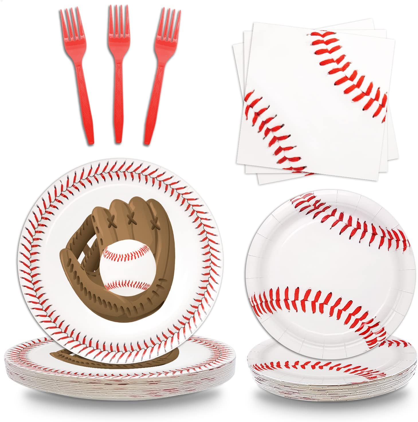 Amazon.com: BQK 96 Pcs Baseball Plates Baseball Birthday Party Supplies ...