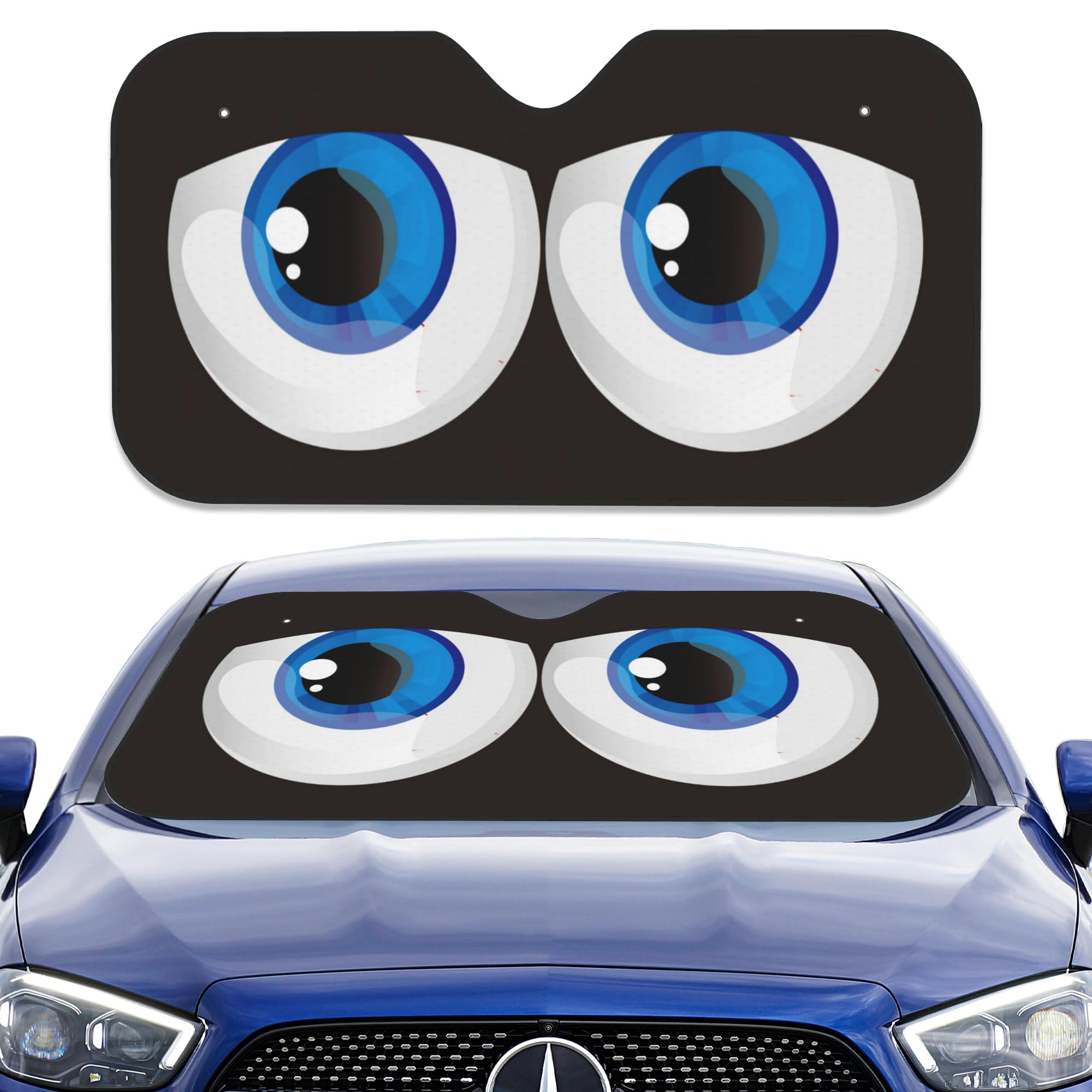 Amazon.com: Uiaoiais Front Windshield Sun Shade,Cartoon Funny Blue Eyes ...