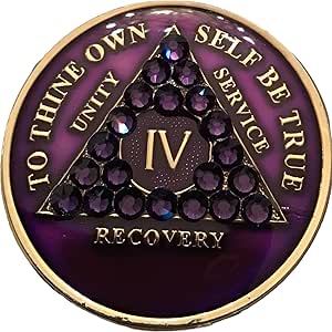 Amazon.com : 4 Year AA Medallion - Deep Purple Tri-Plate Bling, Blingy ...