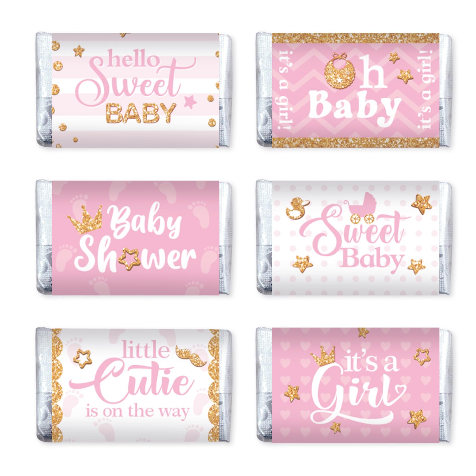 Snapklik.com : Baby Shower Candy Bar Wrapper, 96 Pcs Gender Reveal Mini ...