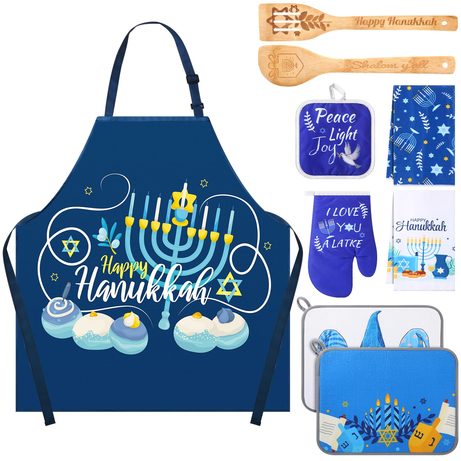 Amazon.com: Singhoow 9 Pcs Hanukkah Kitchen Gift Include 1 Hanukkah ...
