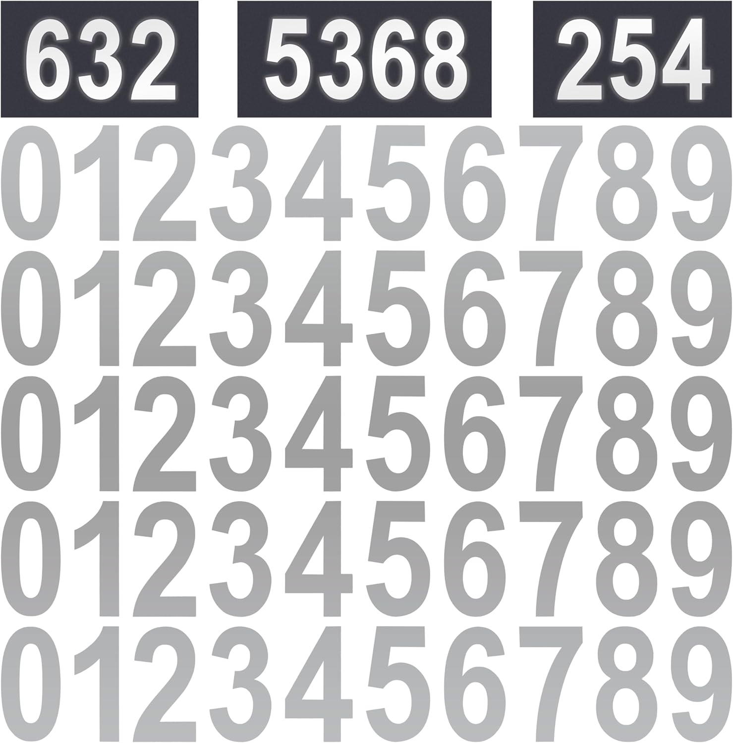 Amazon.com: 5 Sets 2 Inch Reflective Mailbox Number Stickers 0-9 Vinyl ...