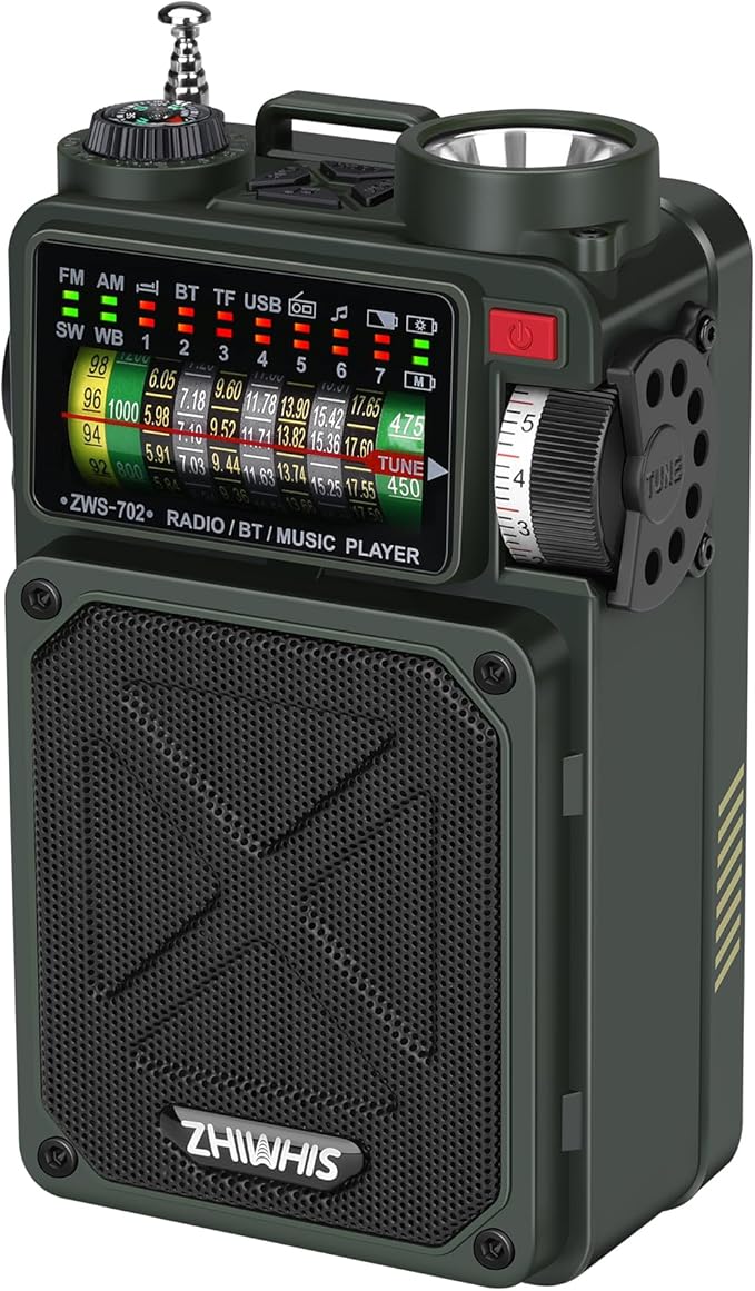 Amazon.com: ZHIWHIS Shortwave Radio with Bluetooth, AM/FM/SW/WB ...