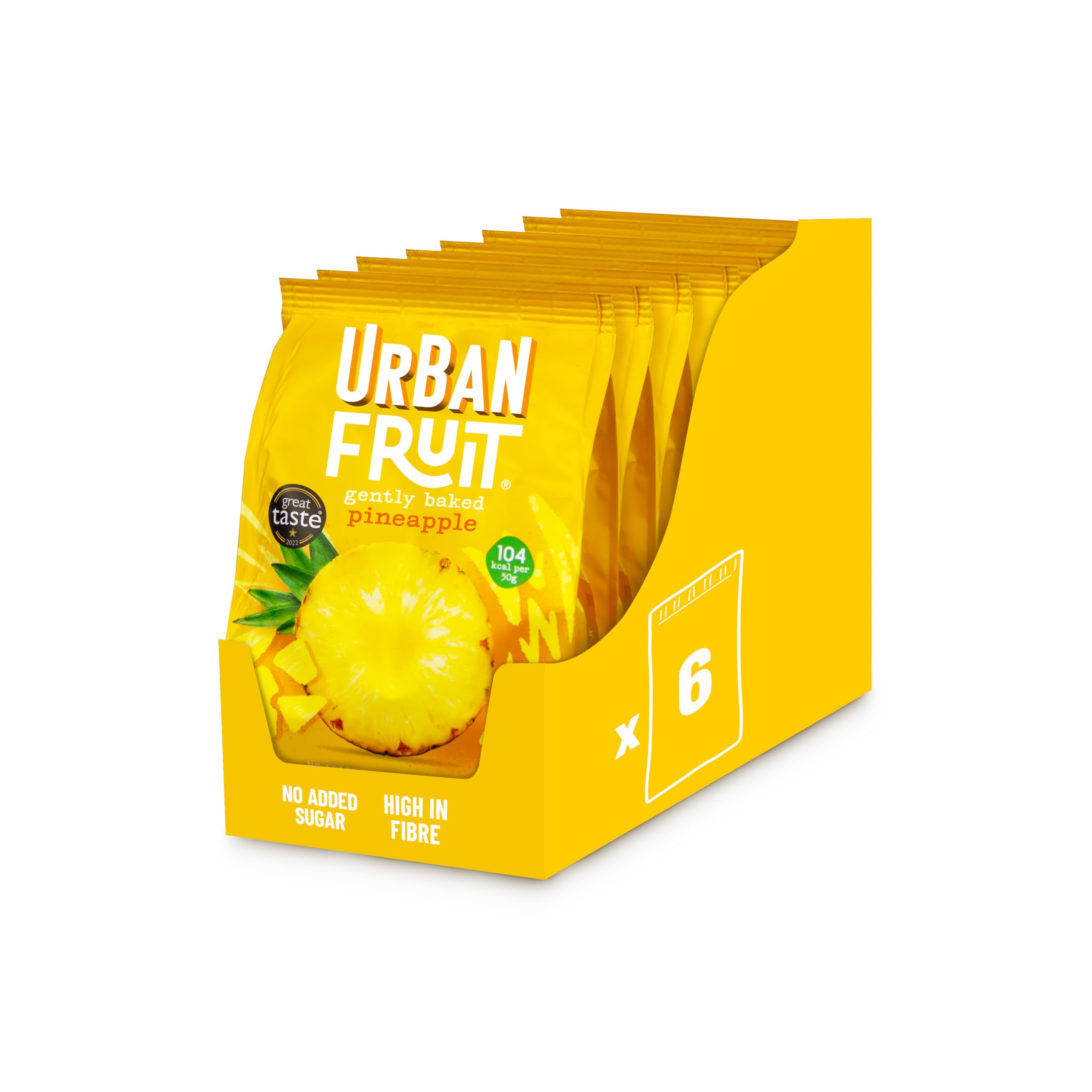 URBAN FRUIT Pineapple - Gently Baked Fruit - No Added Sugar - Healthy - Vegan - 6 x 100 g ...