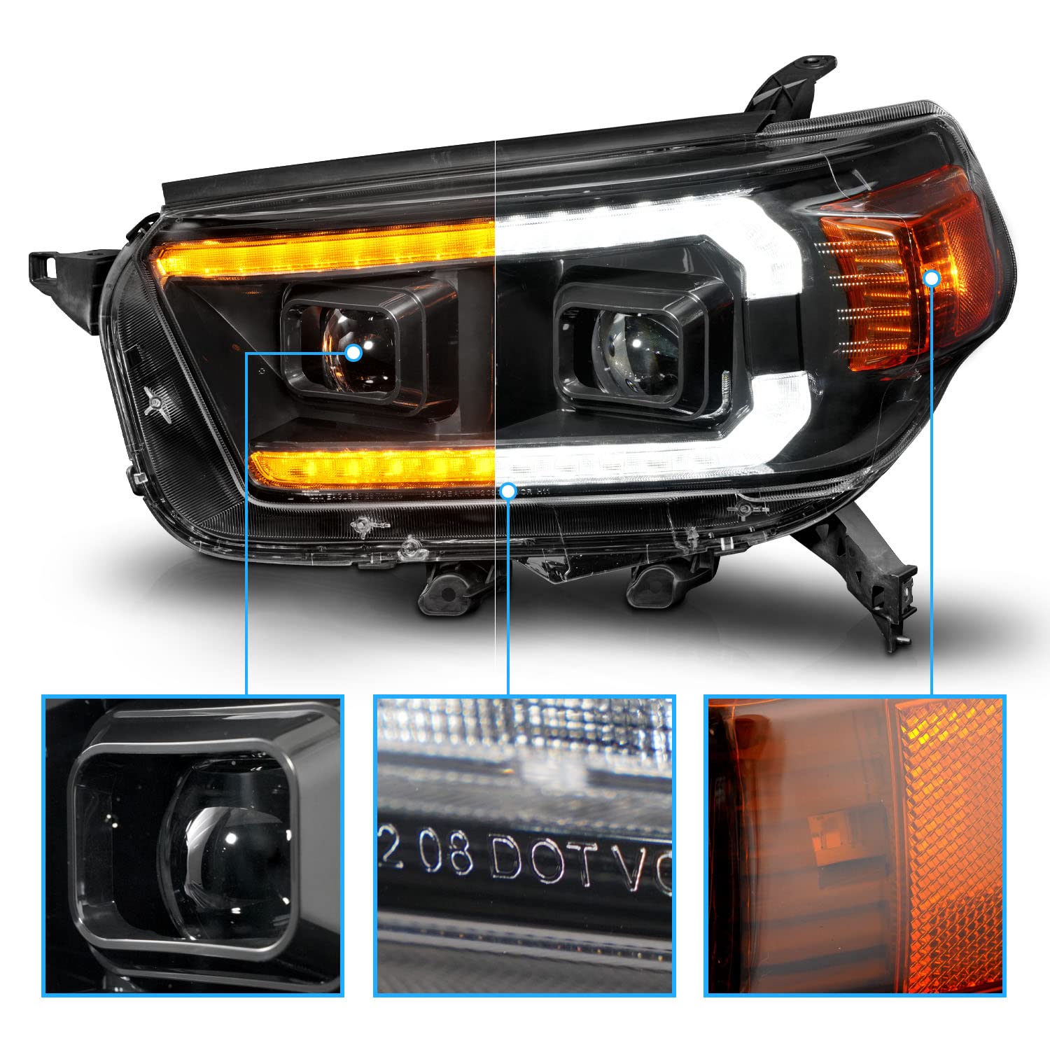 Snapklik.com : AmeriLite For 2010-2013 Toyota 4Runner Switchback LED ...