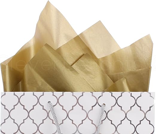 Amazon.com: CleverDelights Metallic Gold Premium Tissue Paper - 100 ...