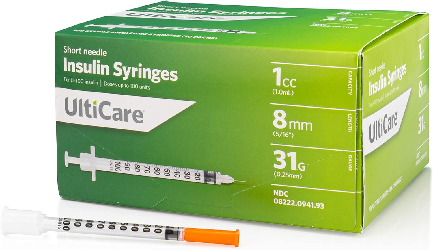 Amazon.com: UltiCare U-100 Insulin Syringes, Comfortable and Accurate ...