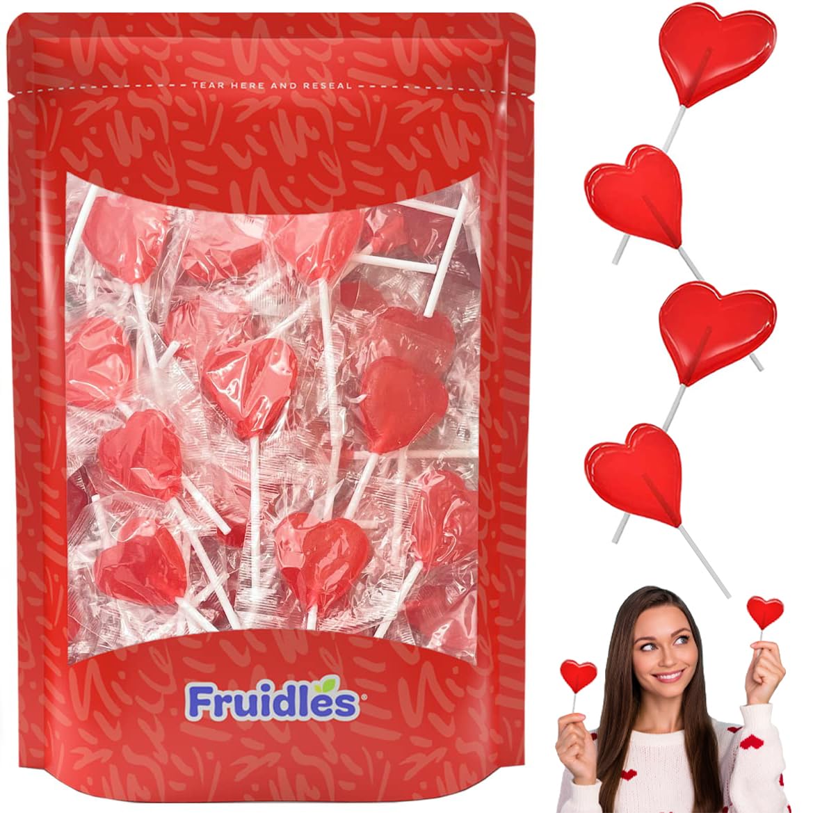 Snapklik.com : Fruidles Valentines Heart Lollipops Candy, Red Heart ...