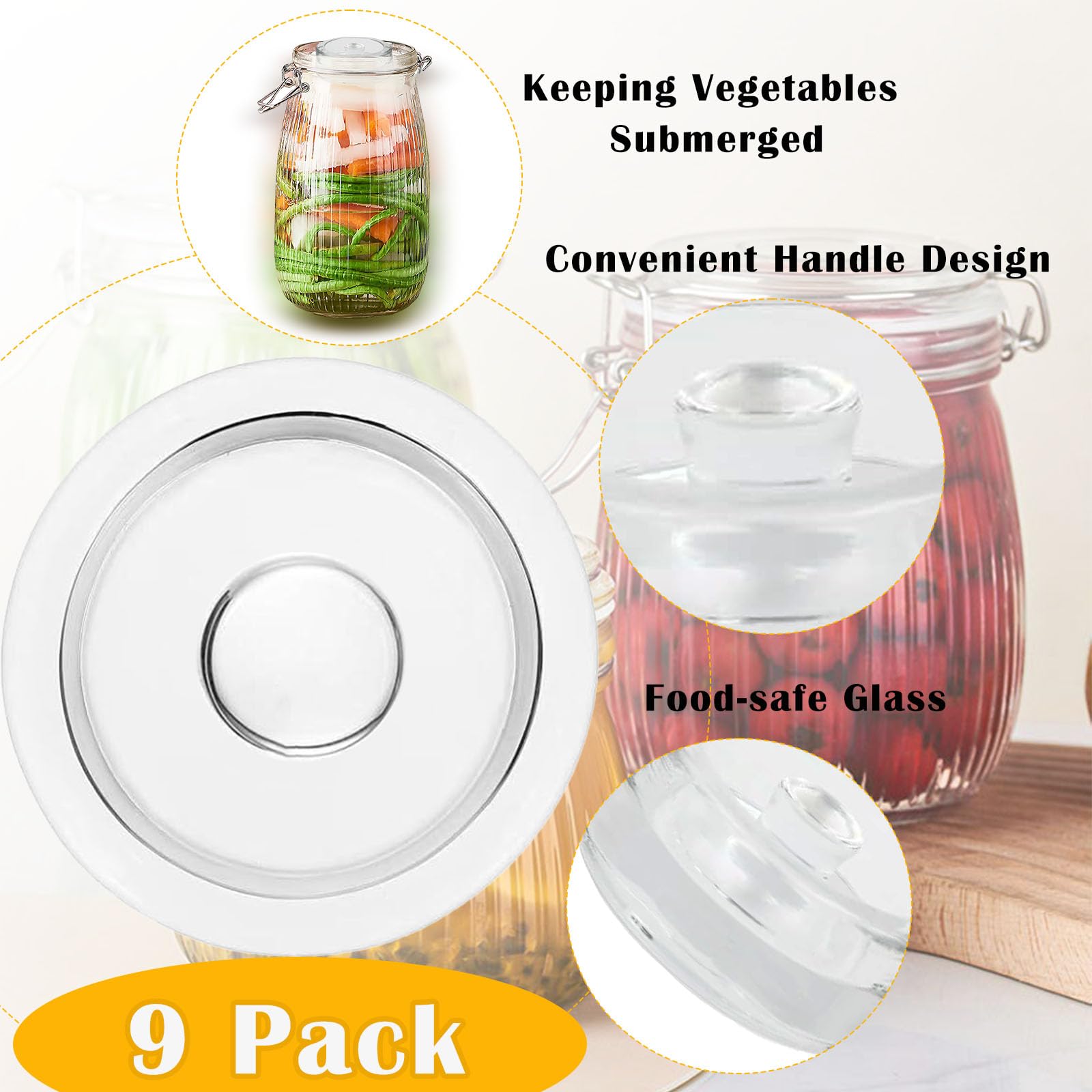 Snapklik.com : 9 Pack Glass Fermentation Weight, Easy Grip Fermenting ...