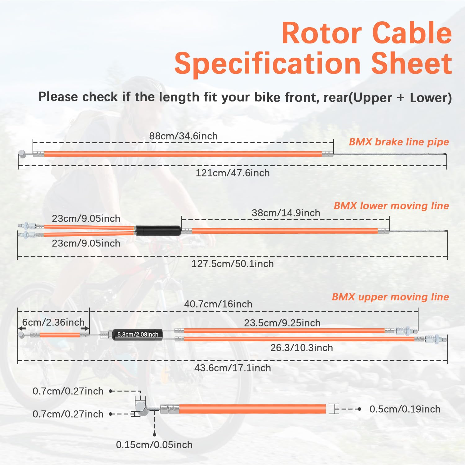 Snapklik.com : BMX Bike Gyro Brake Cables Kit - Front+Rear (Upper+Lower ...