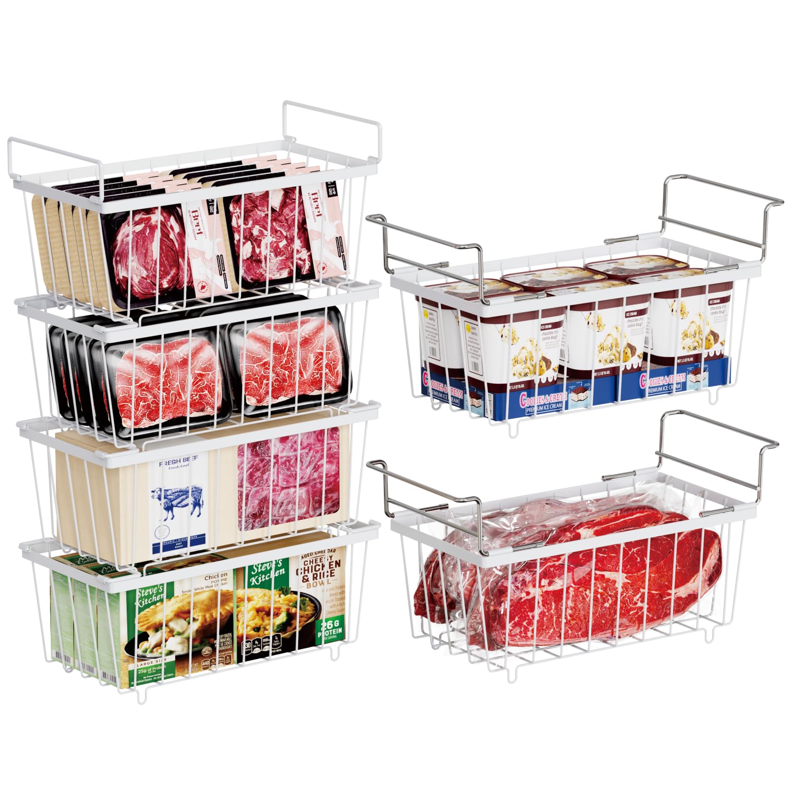 Snapklik.com : iSPECLE 6 Pack Freezer Organizer Bins - Fit 7 CuFt ...