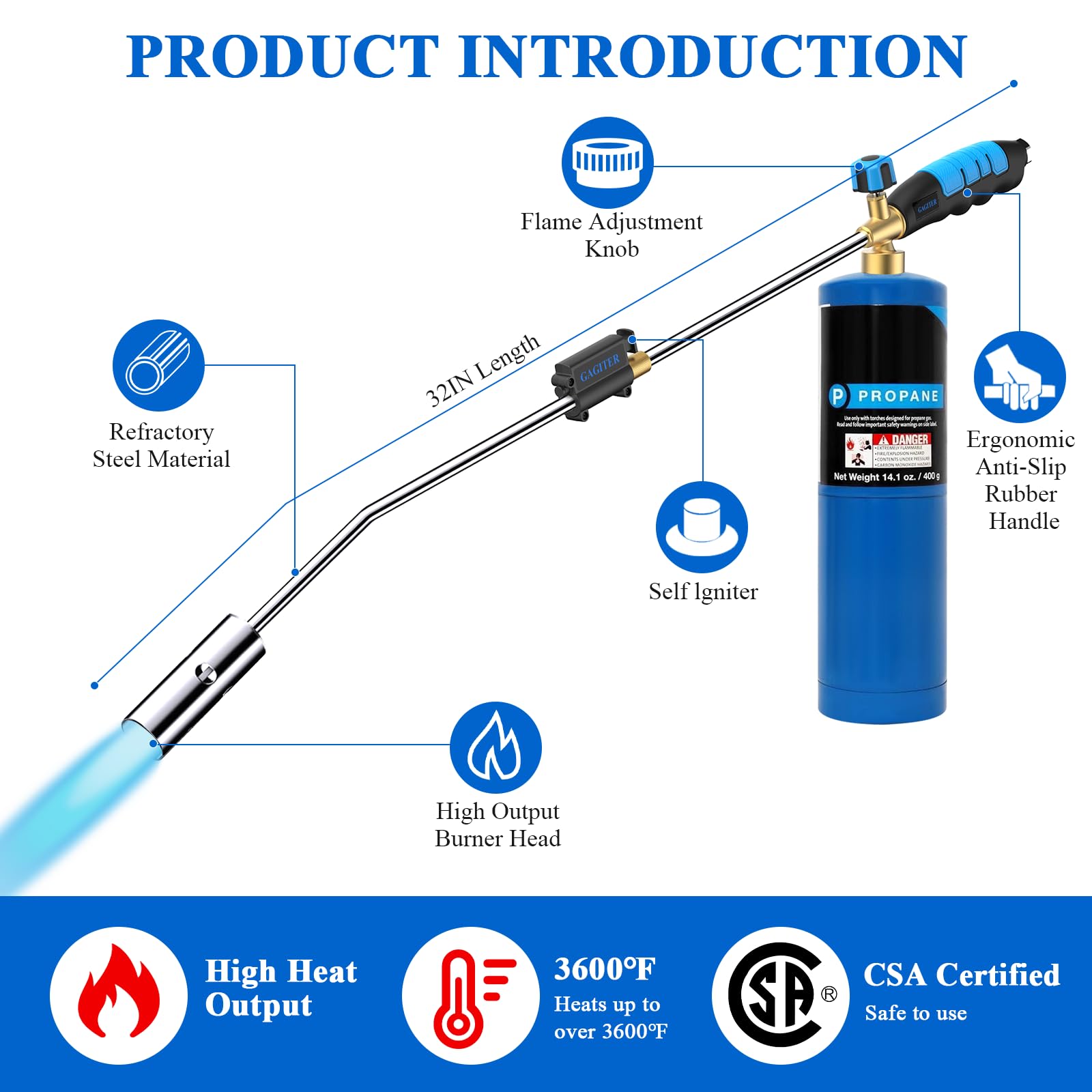Snow Melting Torch Propane Torch Weed Burner Weed Torch Propane Burner ...