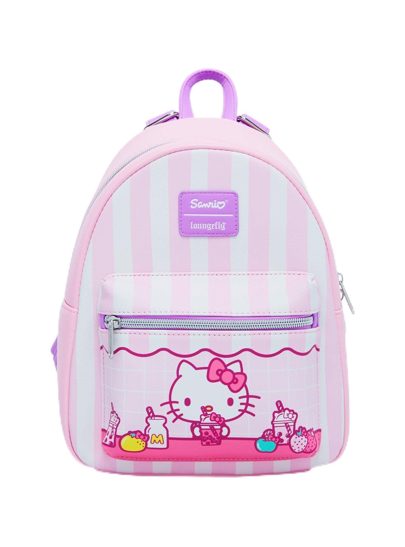 Amazon.com: Loungefly Hello Kitty Sweets Pink Stripe Mini Backpack ...