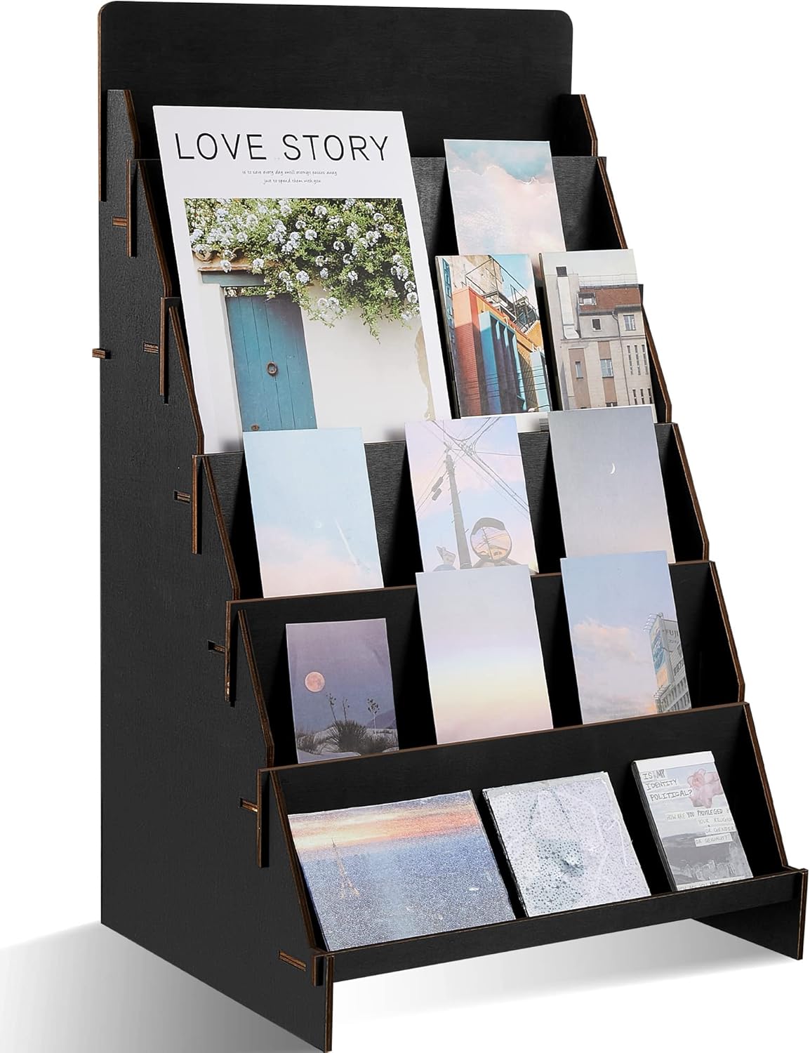 Wooden Greeting Card Display 6 Tier Sticker Display Stand Comic Book ...