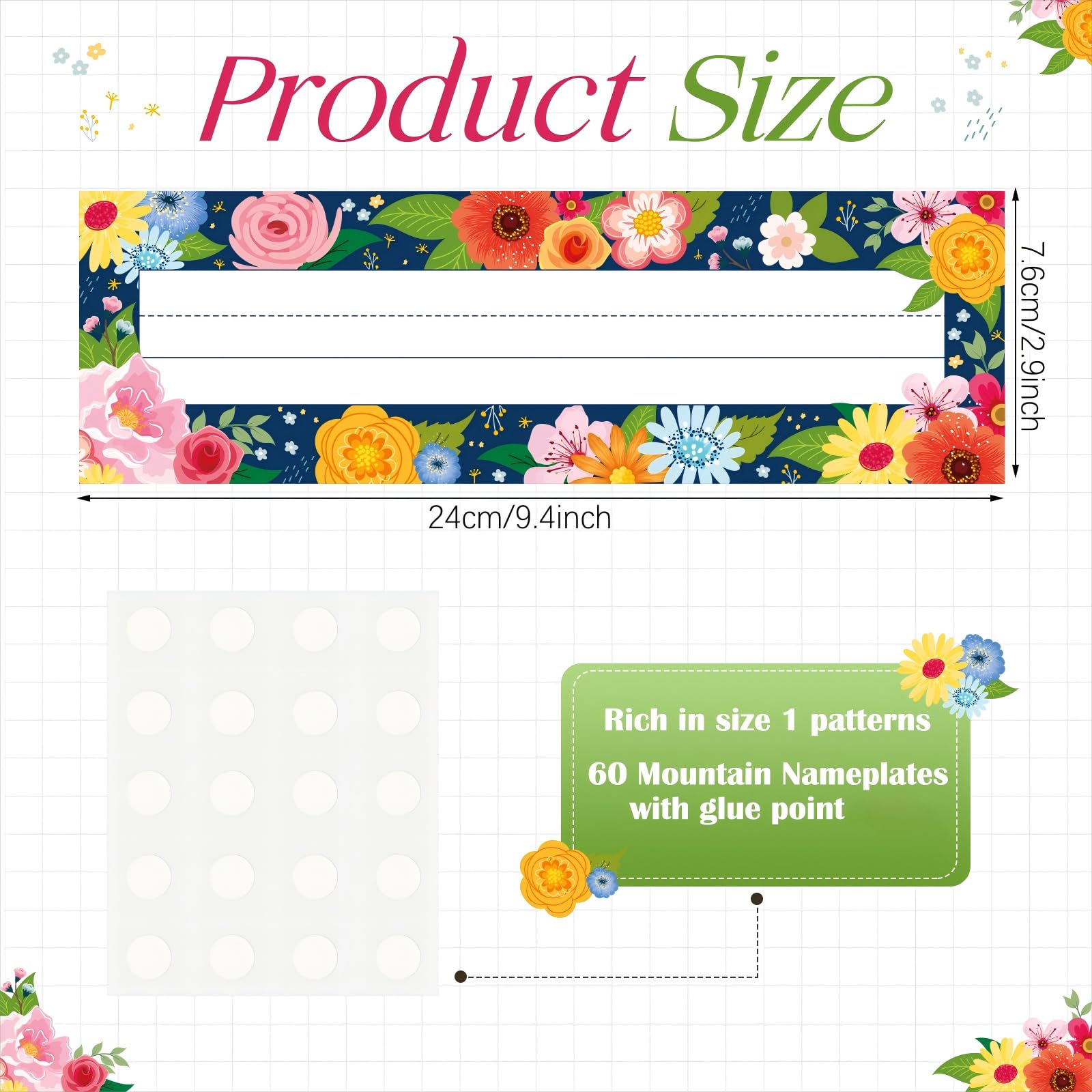 Snapklik.com : 60 Sheets Wildflowers Name Plates For Classroom Die Cut ...