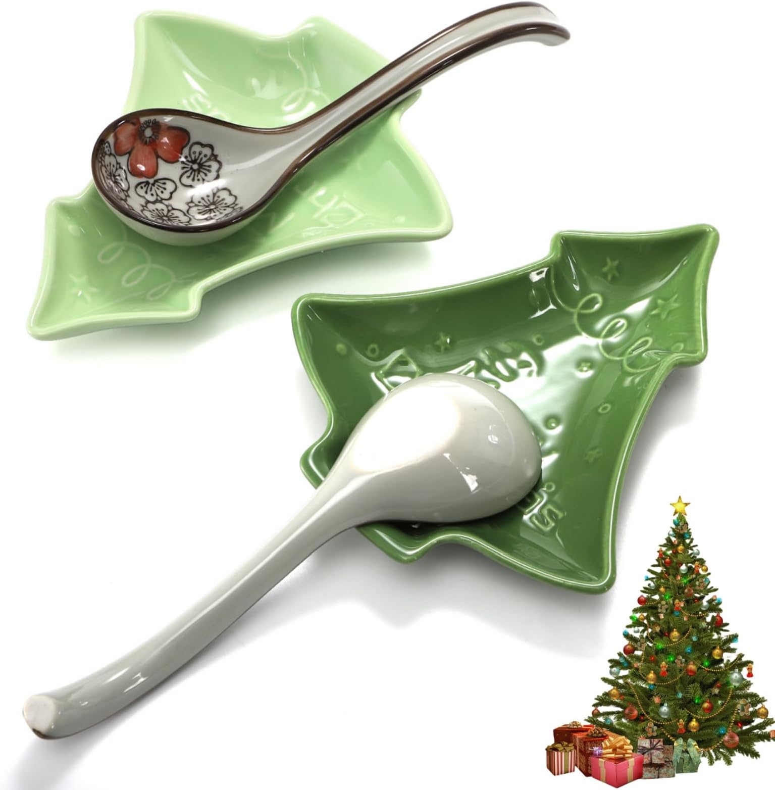 Amazon.com: Bico Santa Claus Ceramic Hand Painted Spoon Rest, Cute ...