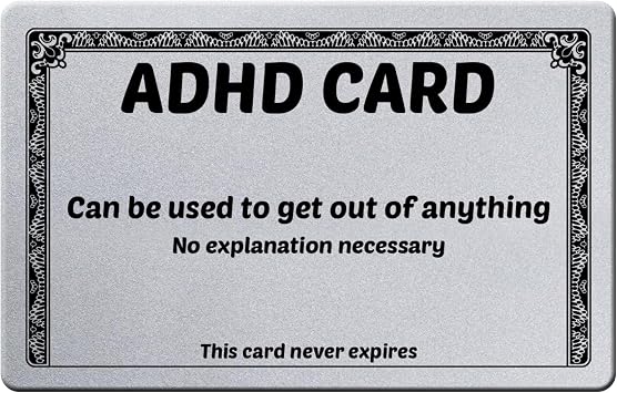 Amazon.com: Plastic ADHD Card For Your Wallet, Funny Excuse Card : Toys ...