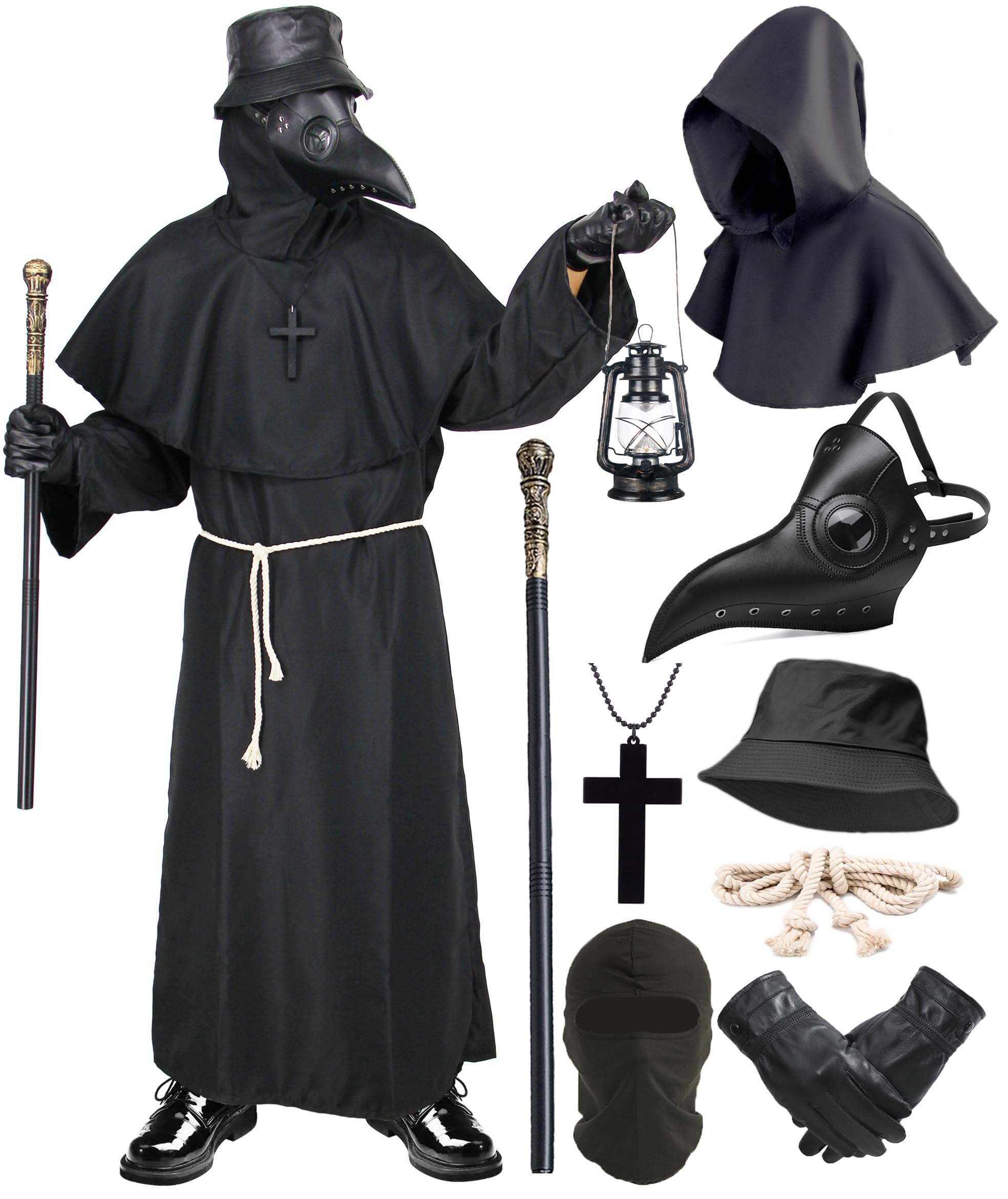 FOVER Plague Doctor Costume Men's Plague Doctor Costume Carnival ...