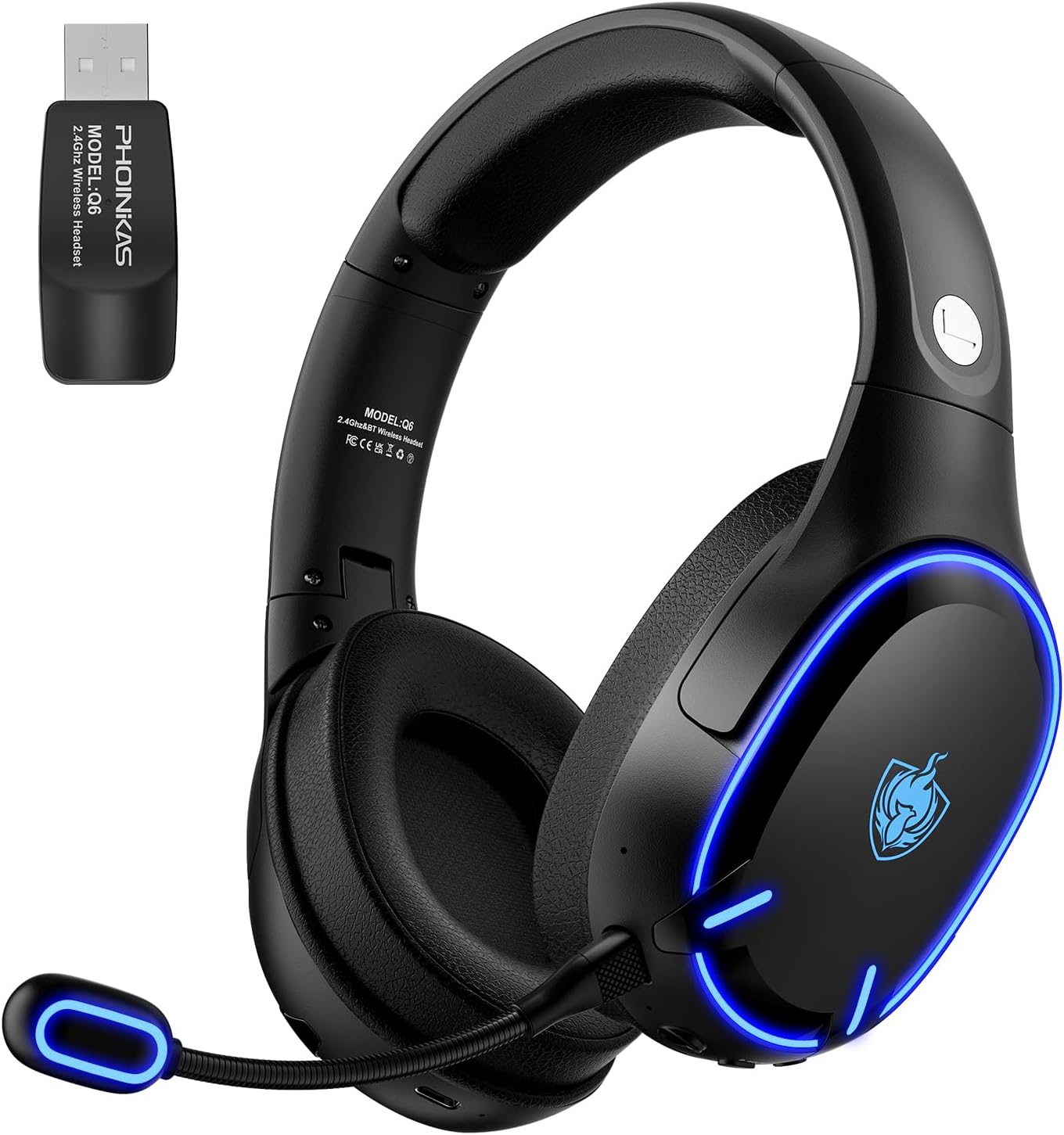 Wireless Gaming Headset for PC, PS5, PS4, Switch, Over Ear Wireless ...