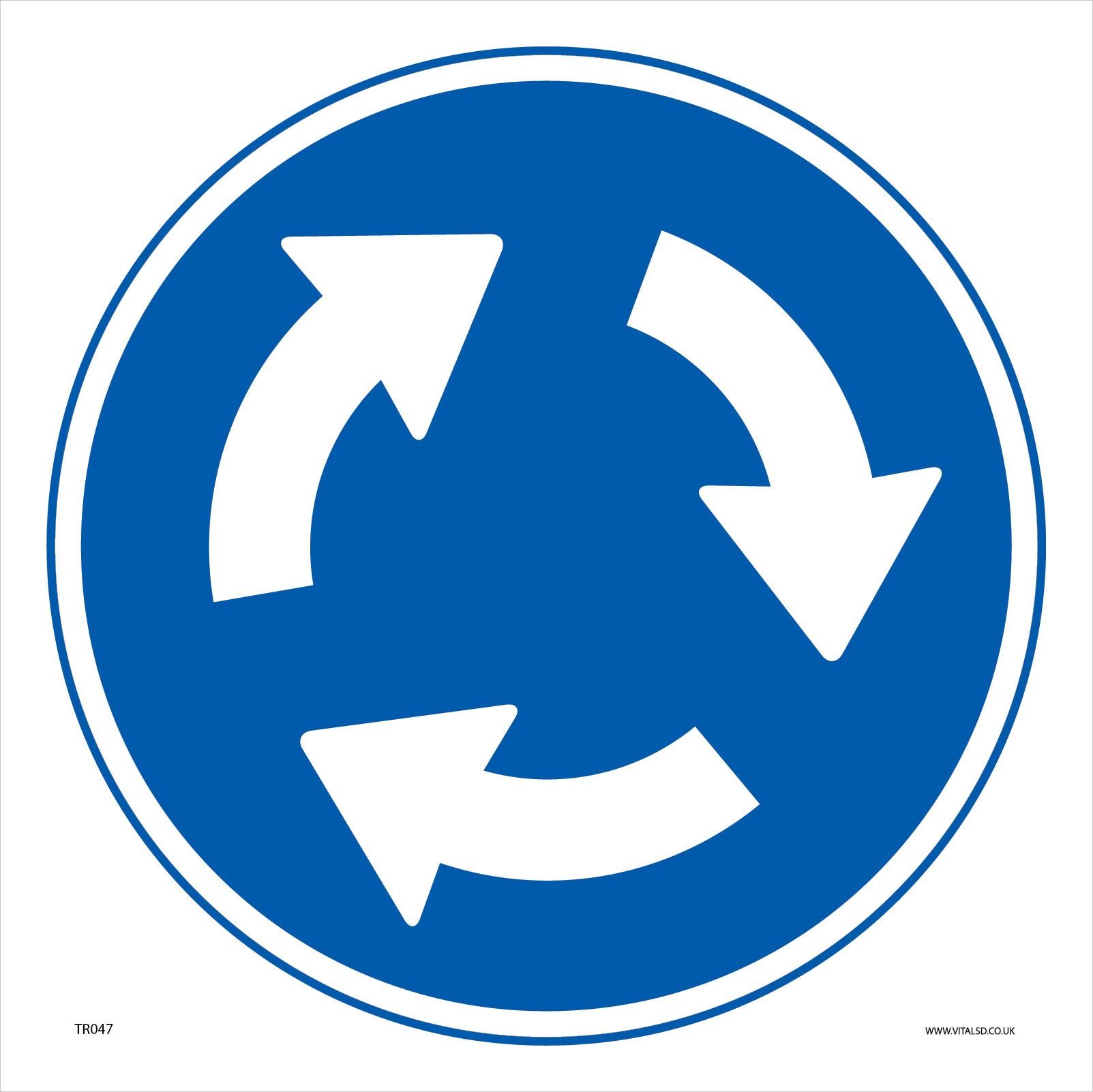 TR047 Traffic Sign MINI ROUNDABOUT Signs 300mm x 300mm DIBOND/COMPOSITE ...