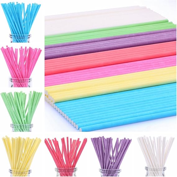 Amazon.com: 210ct 6 inch (15.2cm) Colored Lollipop Sticks 7 Colors for ...