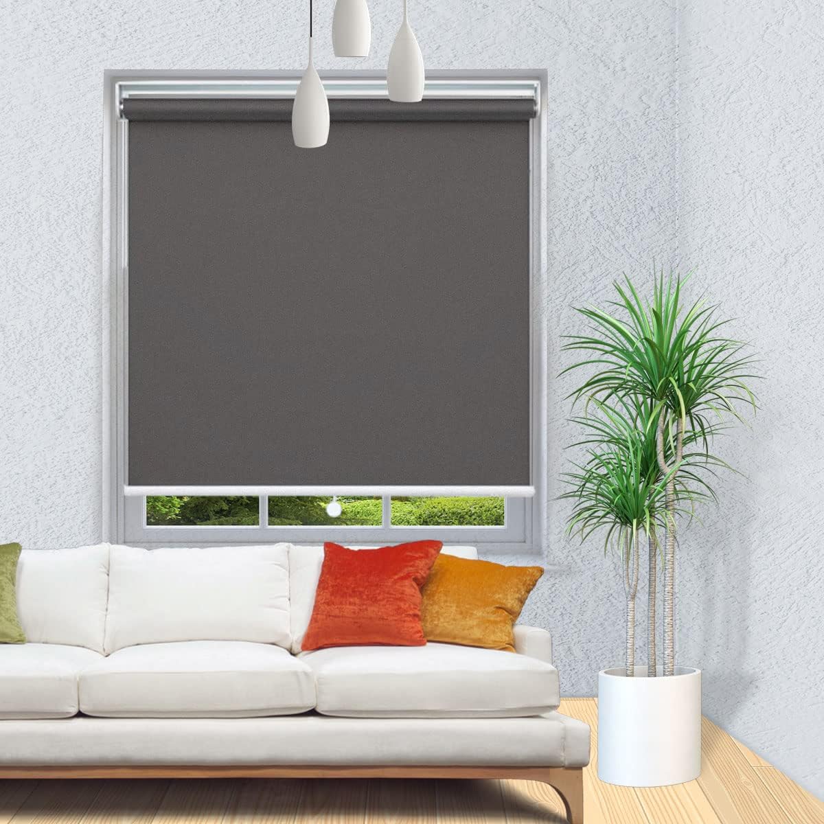 Cordless Roller Shades Blackout Custom Size Window Blinds and Shades UV ...