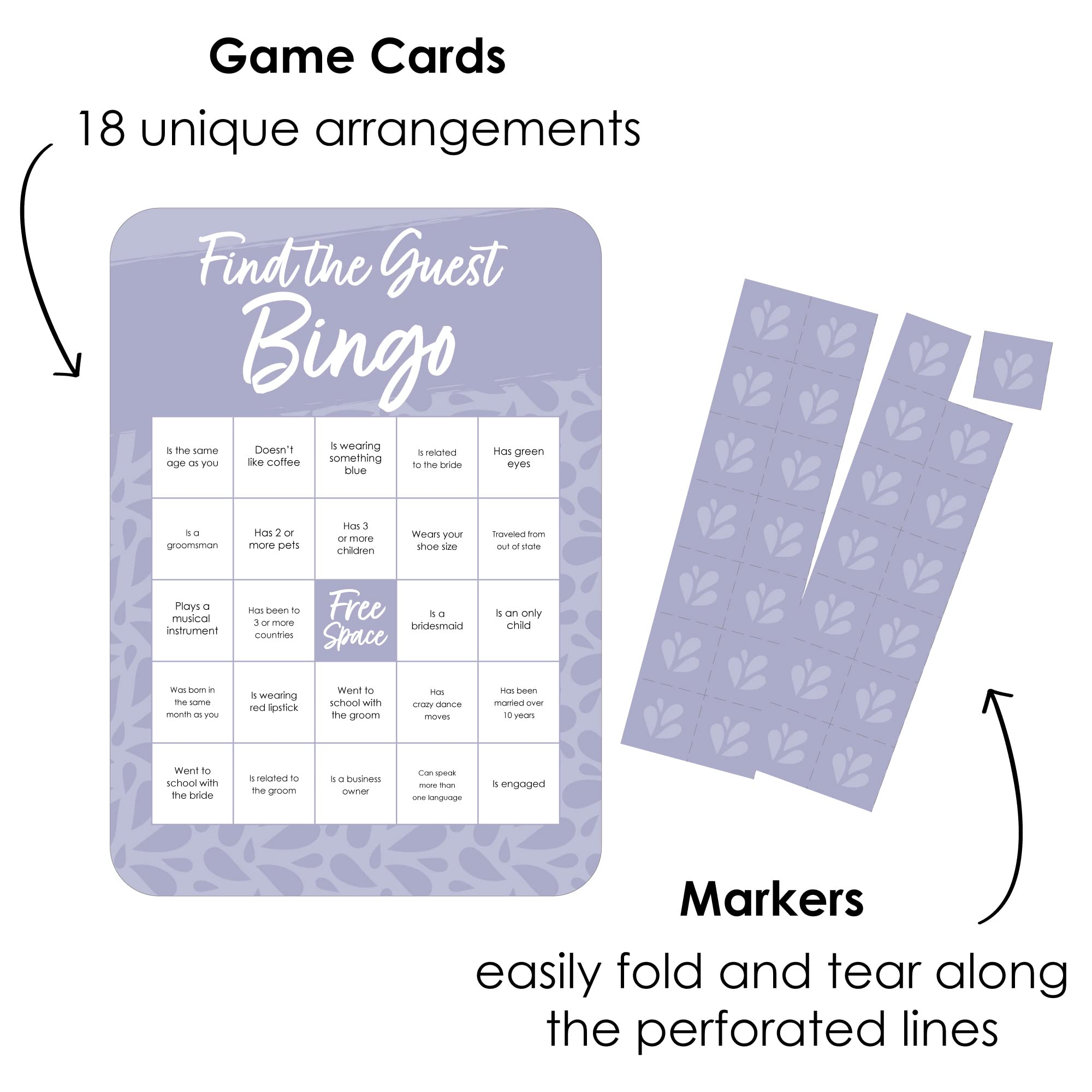 Purple Printable Bridal Bingo Game Customize 45+ Bridal Shower Bingo
