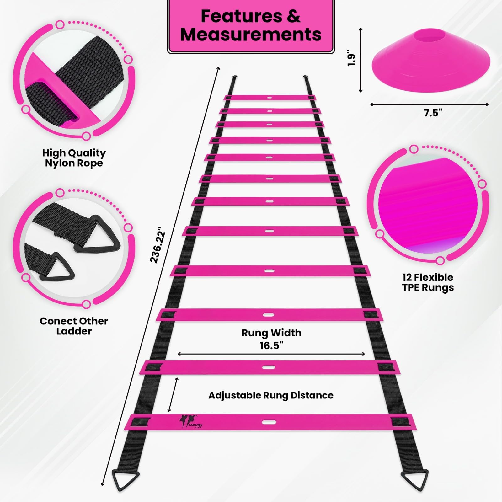 Snapklik.com : LYKAN FIT 20ft Agility Ladder Speed Training Equipment ...