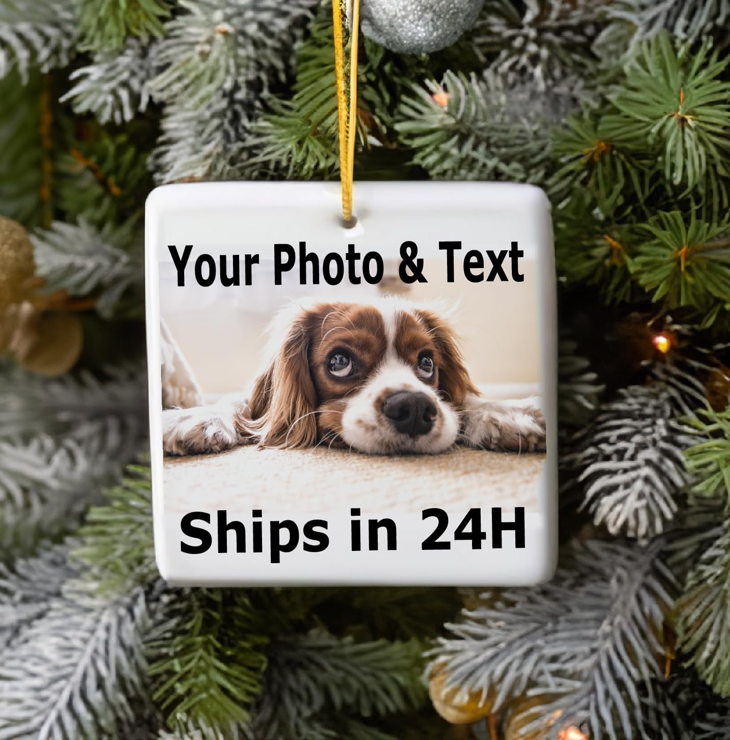 Amazon.com: Personalized Christmas Ornament, Add Photo Text or Art ...
