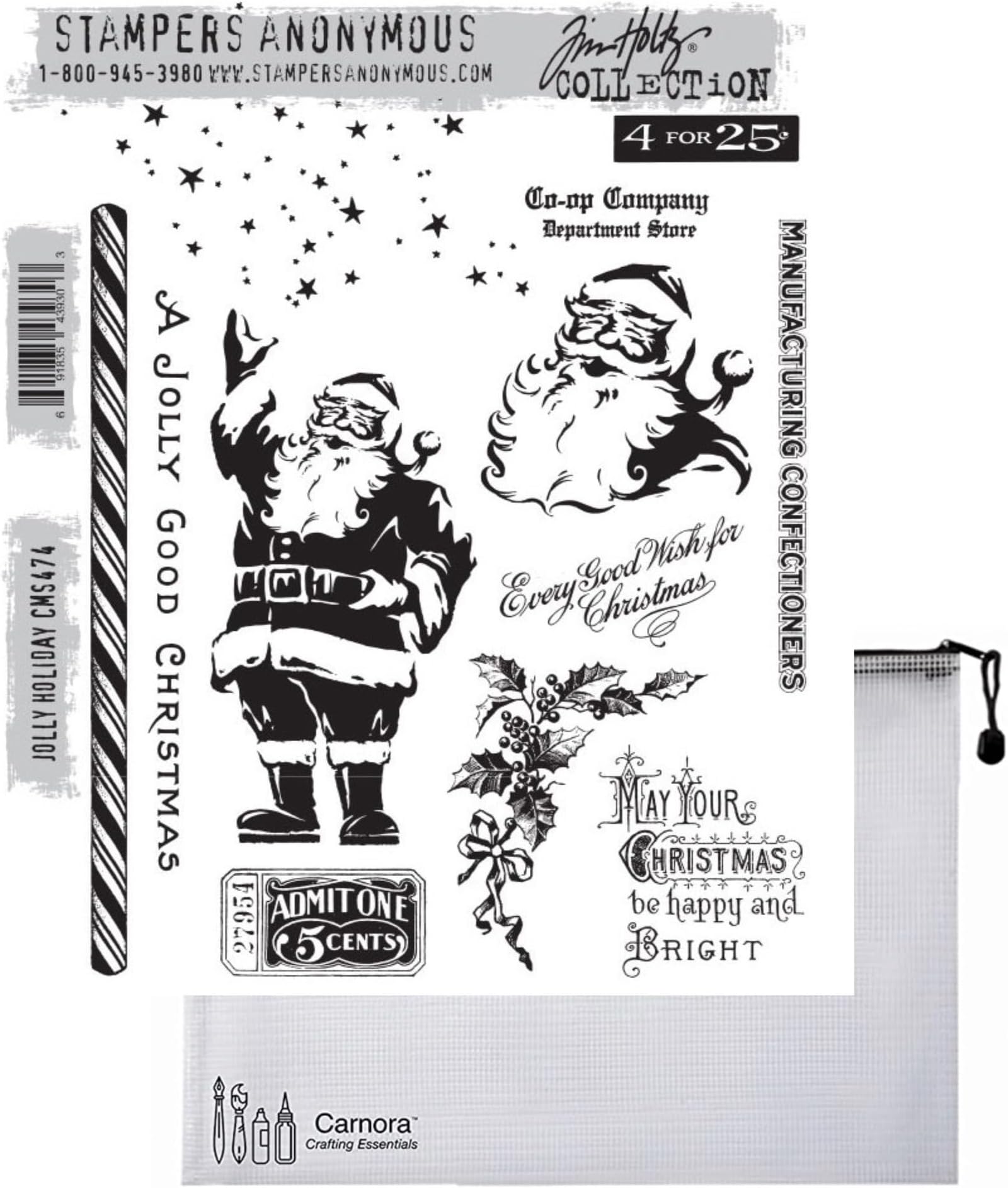 Amazon.com: Tim Holtz Christmas Cartoons Cling Stamp Set - Carnora Mesh ...