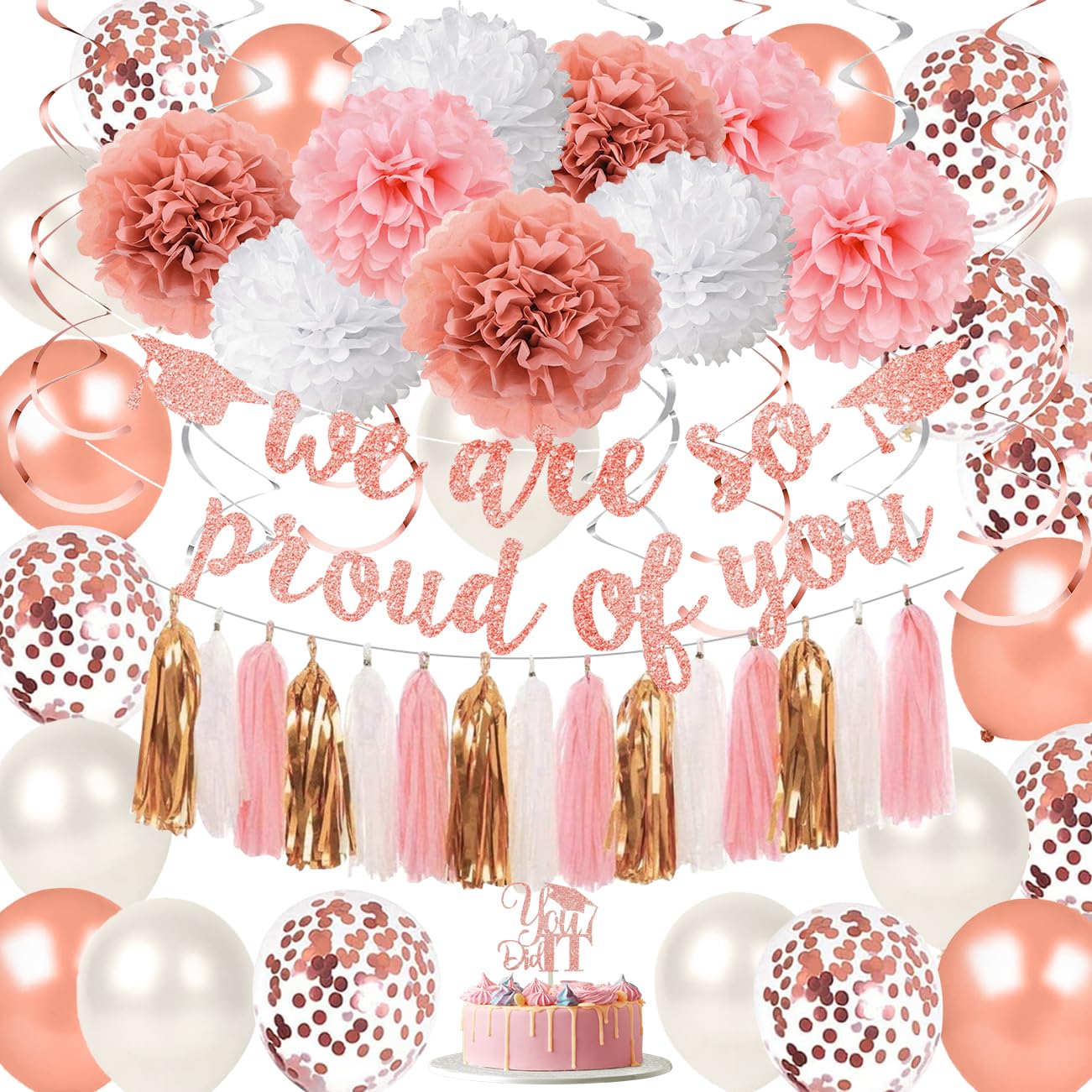 Amazon.com: Pink Graduation Decorations Class of 2025, Pink Graduation ...