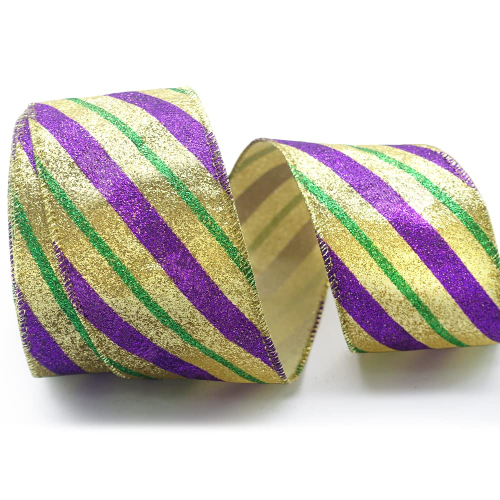 Amazon.com: Hying Mardi Gras Ribbons for Wreath Bows Wrapping Gifts ...