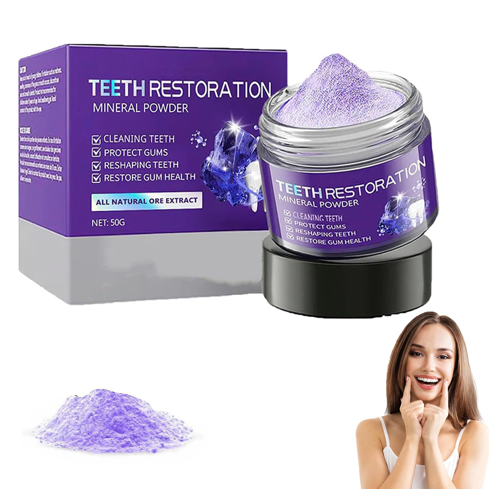 LXCJZY Teeth Restoration Mineral Powder, Tooth Whitening Powder Natural ...